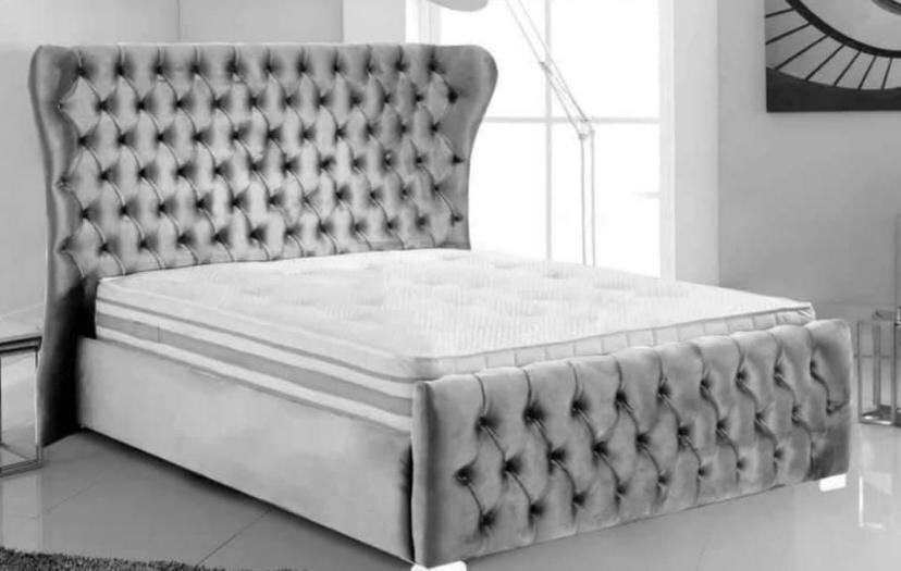 Shop Royal Bed's Luxurious Grey Velvet Wingback Bed Frames – theroyalbed